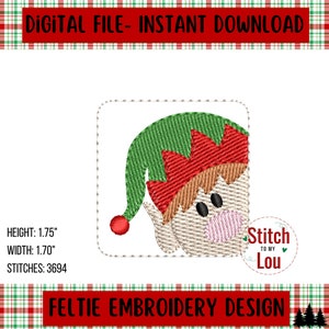 Peeking Elf Embroidery Design, Christmas Elf Feltie Design, Machine ...