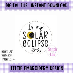Solar Eclipse Era Feltie Embroidery Design (digital Download) - Etsy