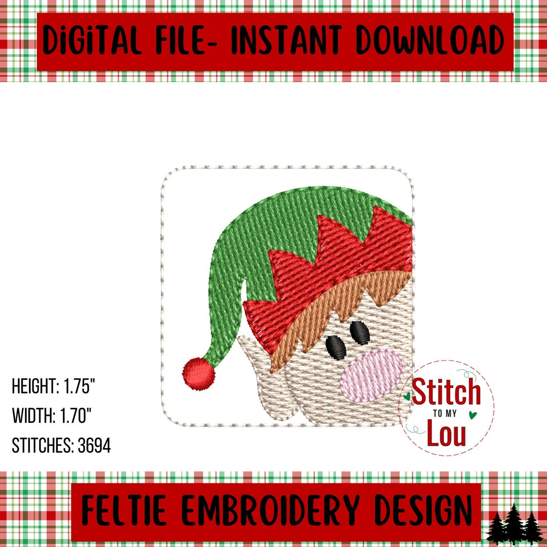Peeking Elf Embroidery Design, Christmas Elf Feltie Design, Machine ...