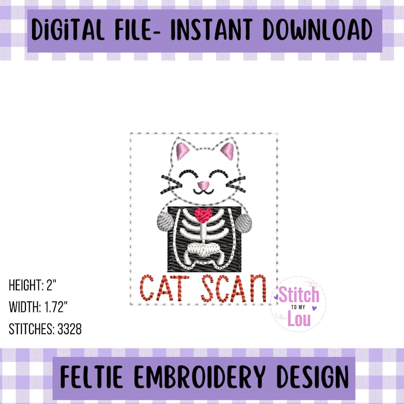 Cat Scan Feltie Embroidery Design: Kitten Xray (digital Download) - Etsy