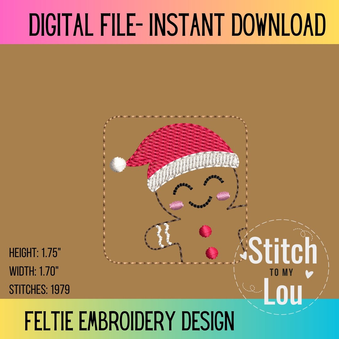 Peeking Gingerbread Embroidery Design, Gingerbread Feltie Design ...