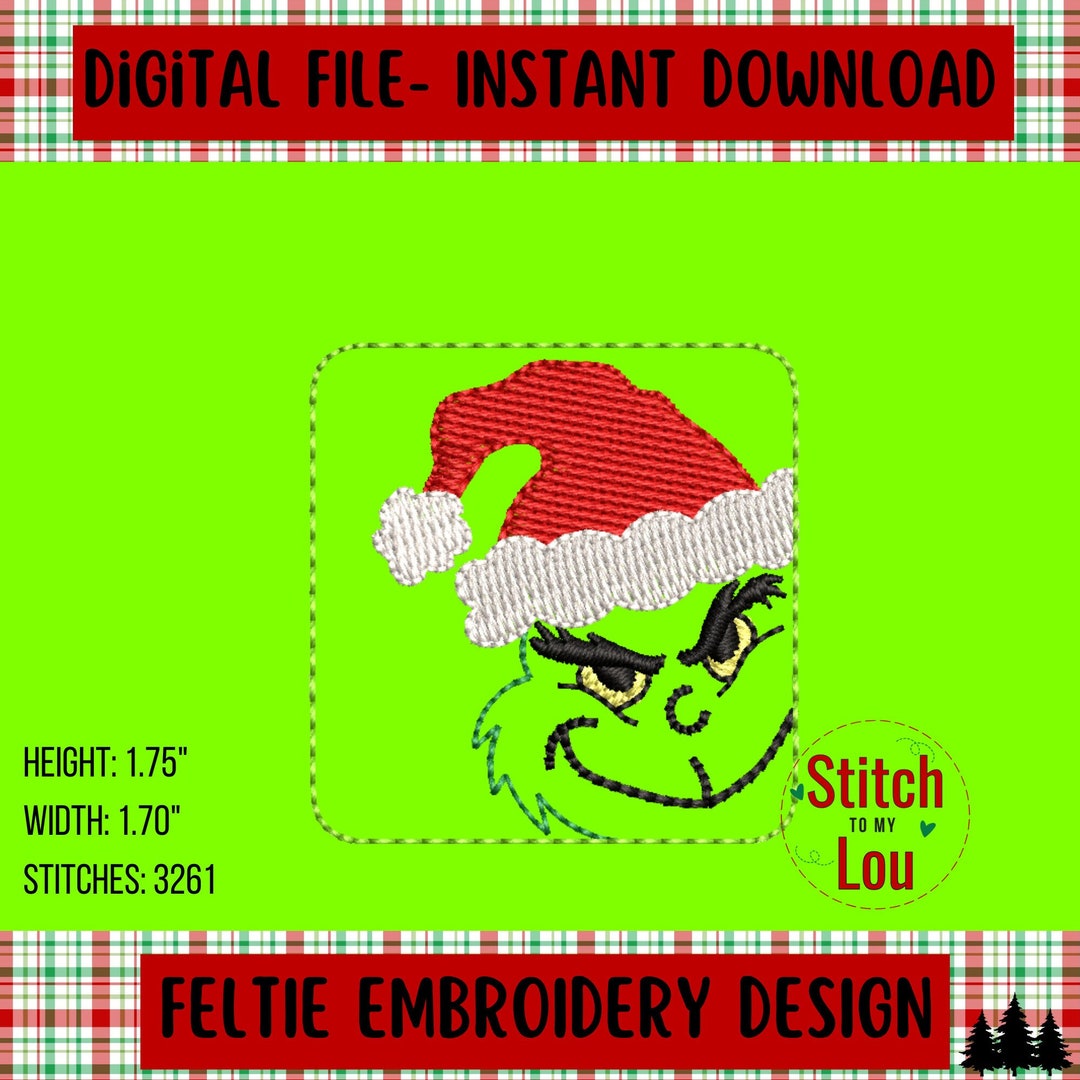 Peeking Mean Guy Embroidery Design, Christmas Feltie Design, Machine ...