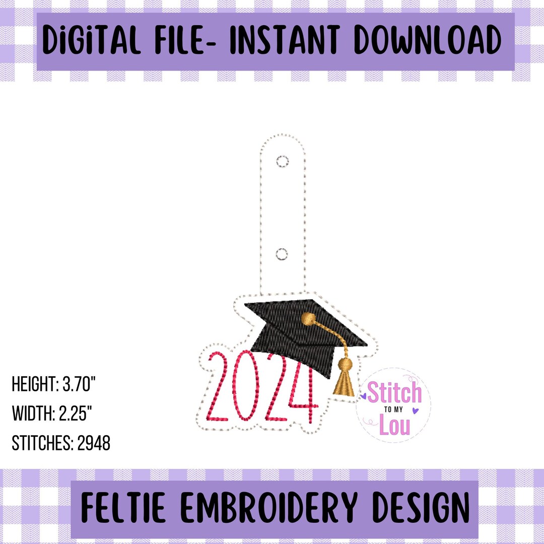 ITH 2024 Graduation Cap Snap Tab Embroidery Design, Graduation ITH ...