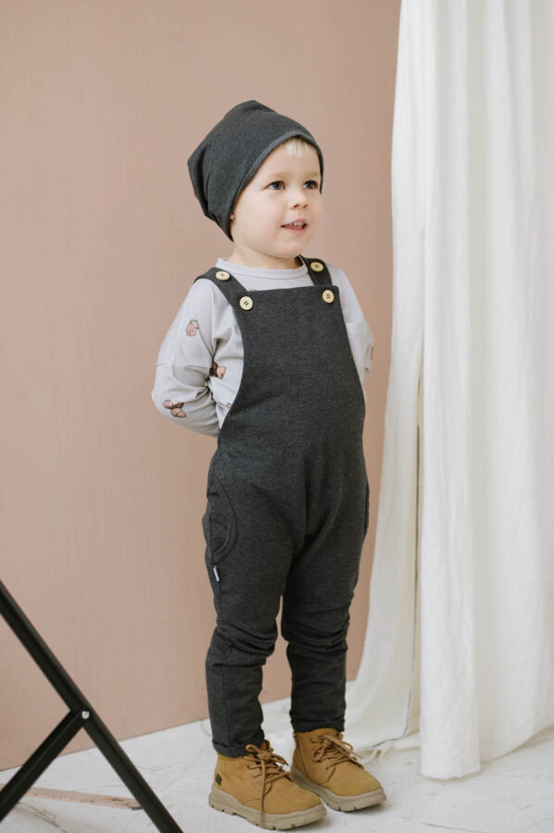 Dungarees for Toddlers and Babies Dark Gray GOTS Organic - Etsy