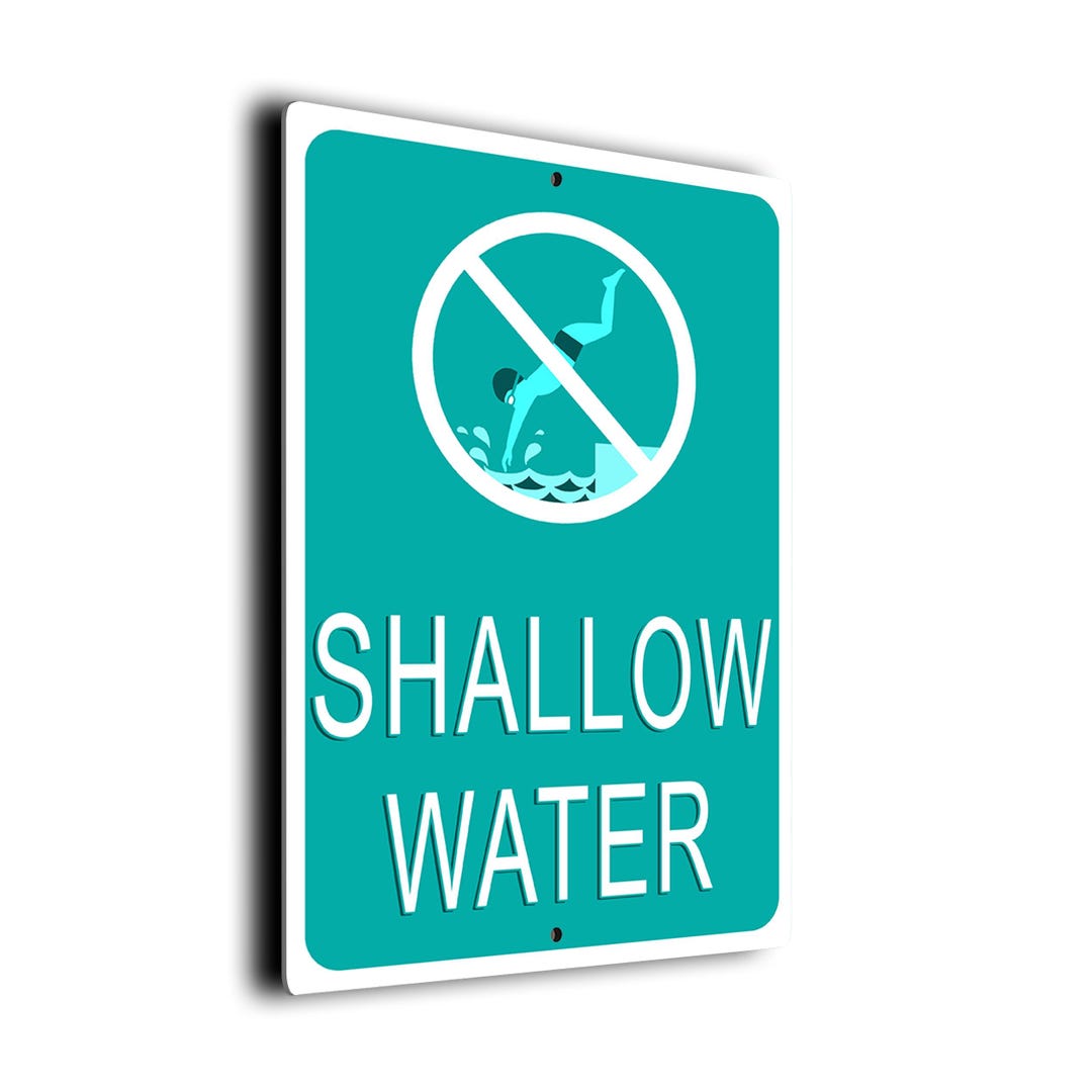 Shallow Water Sign, Swimming Pool Signs, Pool Signs, Pool Shallow Water ...