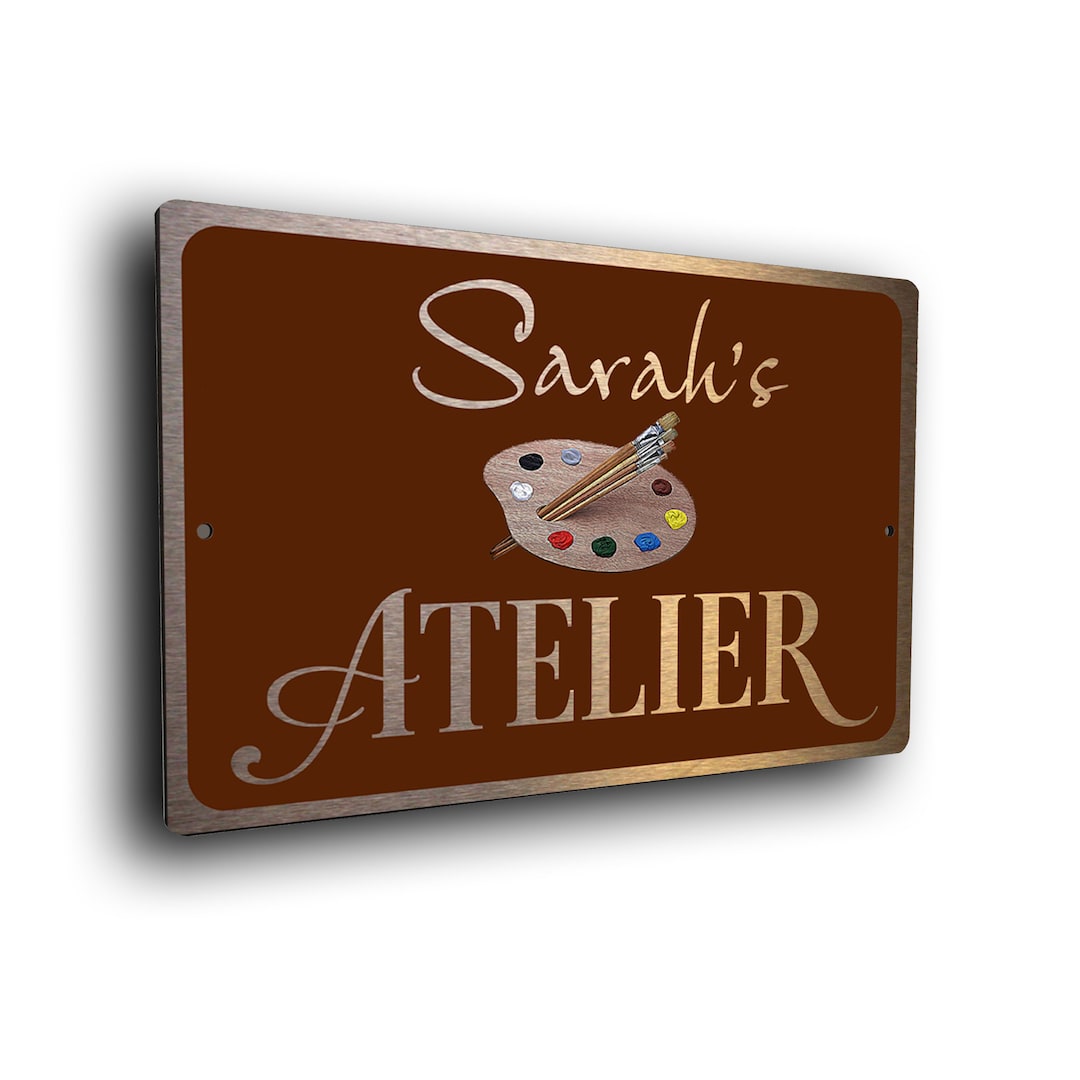 Personalized Atelier Sign: Brushed Bronze Art Studio Decor - Etsy