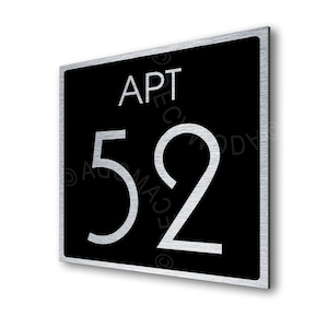 Custom Apartment Number Signs | Condo Room Numbers | Brushed Silver and ...