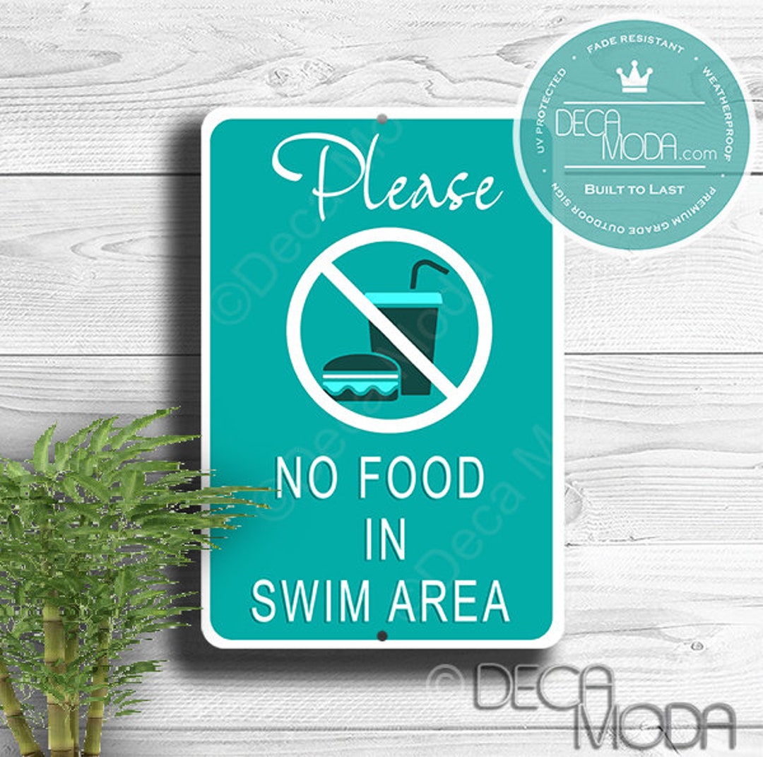 No Food in Swim Area Sign Swimming Pool Signs Pool Signs - Etsy