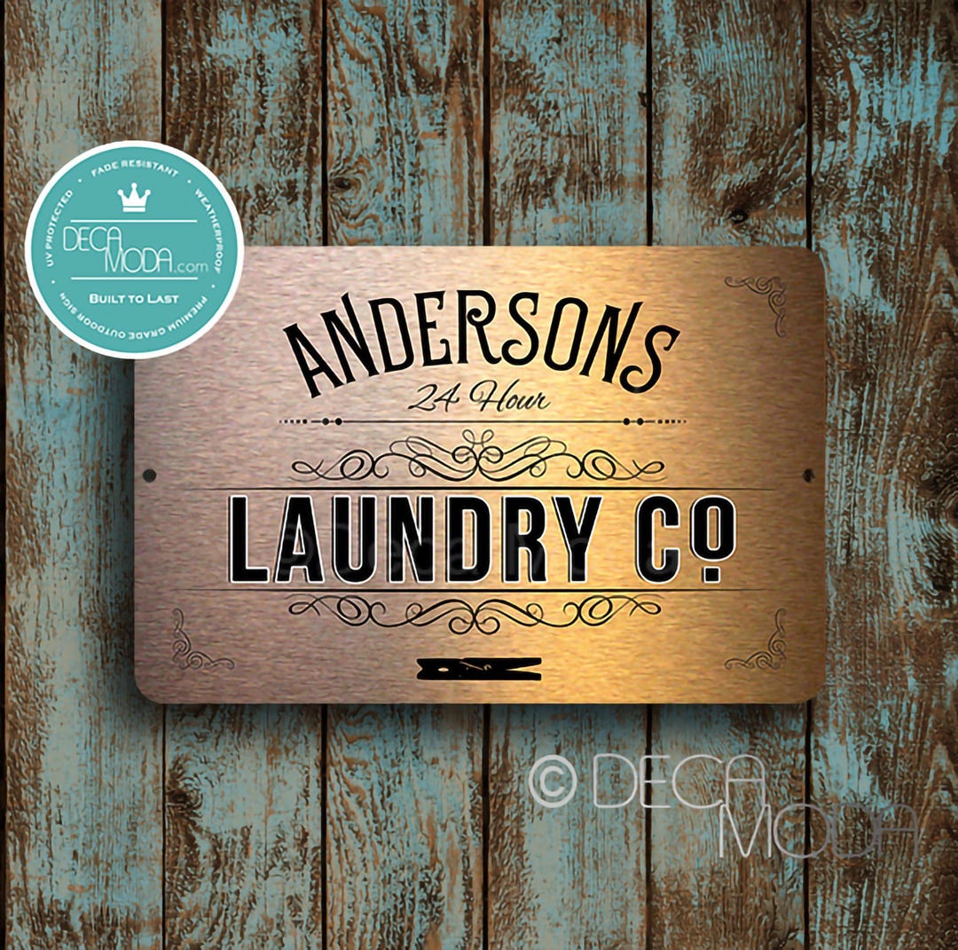 Custom Laundry Sign: Brushed Copper Finish, Personalized Decor - Etsy