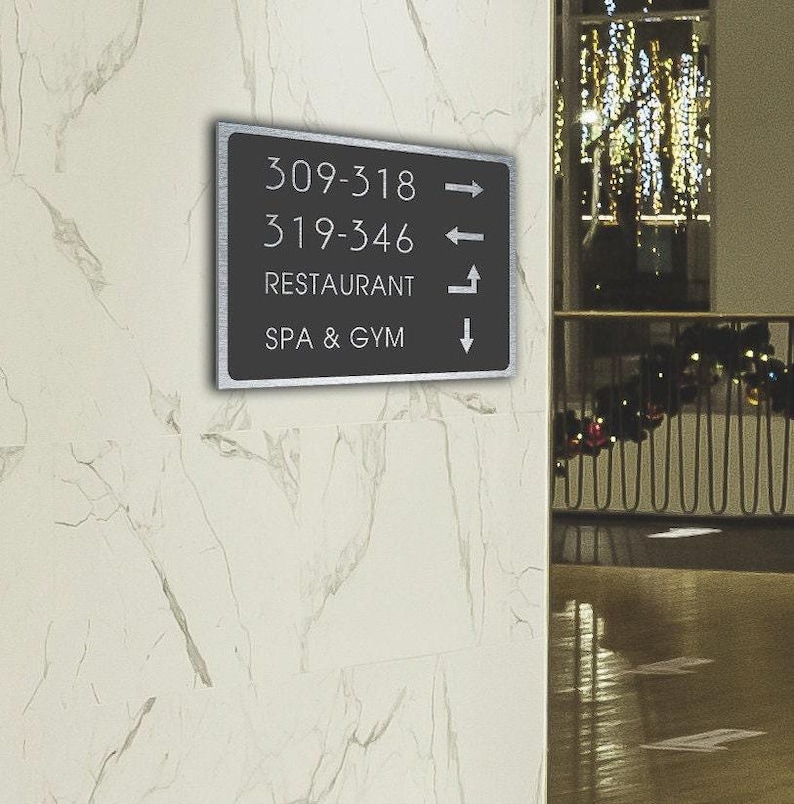 Custom Wayfinding Sign: Brushed Silver Metal, Indoor/outdoor - Etsy
