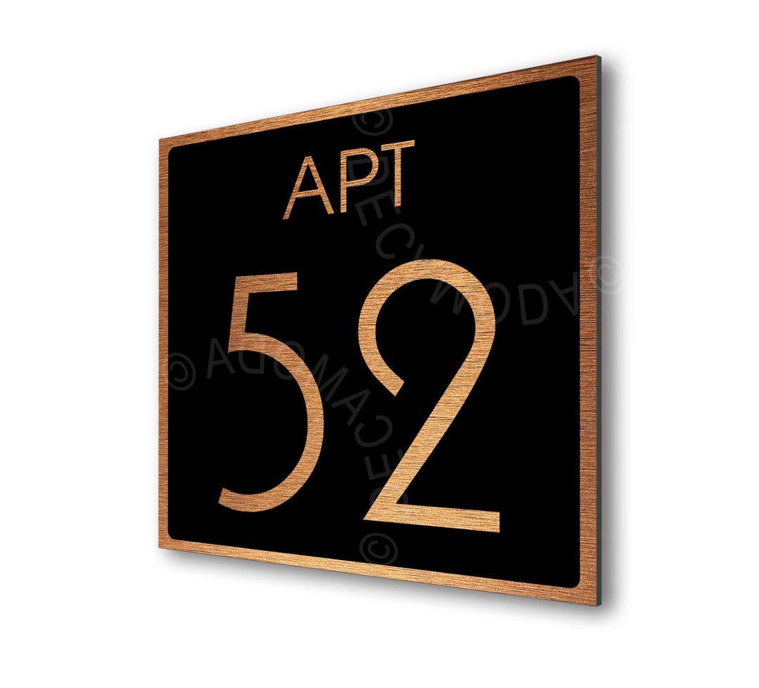 Custom Apartment Number Signs | Condo Room Numbers | Brushed Copper and ...