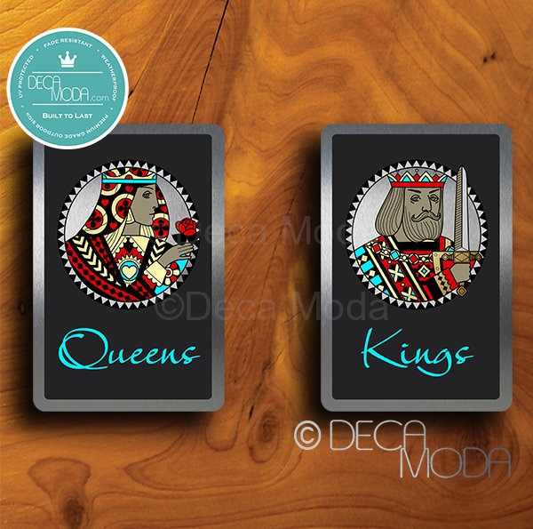 Set of two Restroom Signs Playing Card Restroom Signs Kings | Etsy