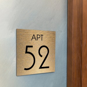Custom Gold Apartment Number Sign: Contemporary Condo Decor - Etsy