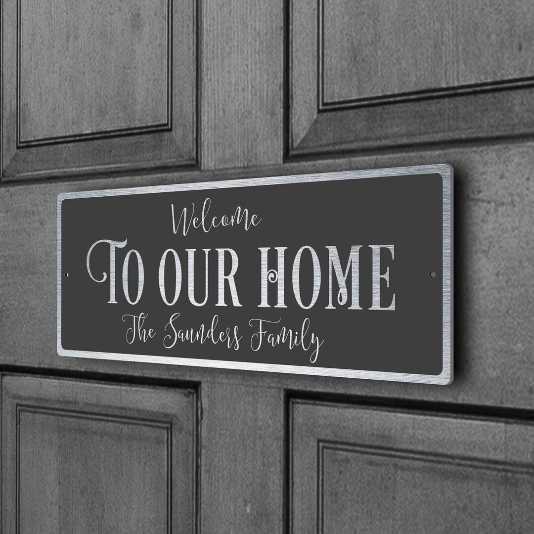 Personalized Family Name Plate | Brushed Aluminum Welcome Home Decor ...