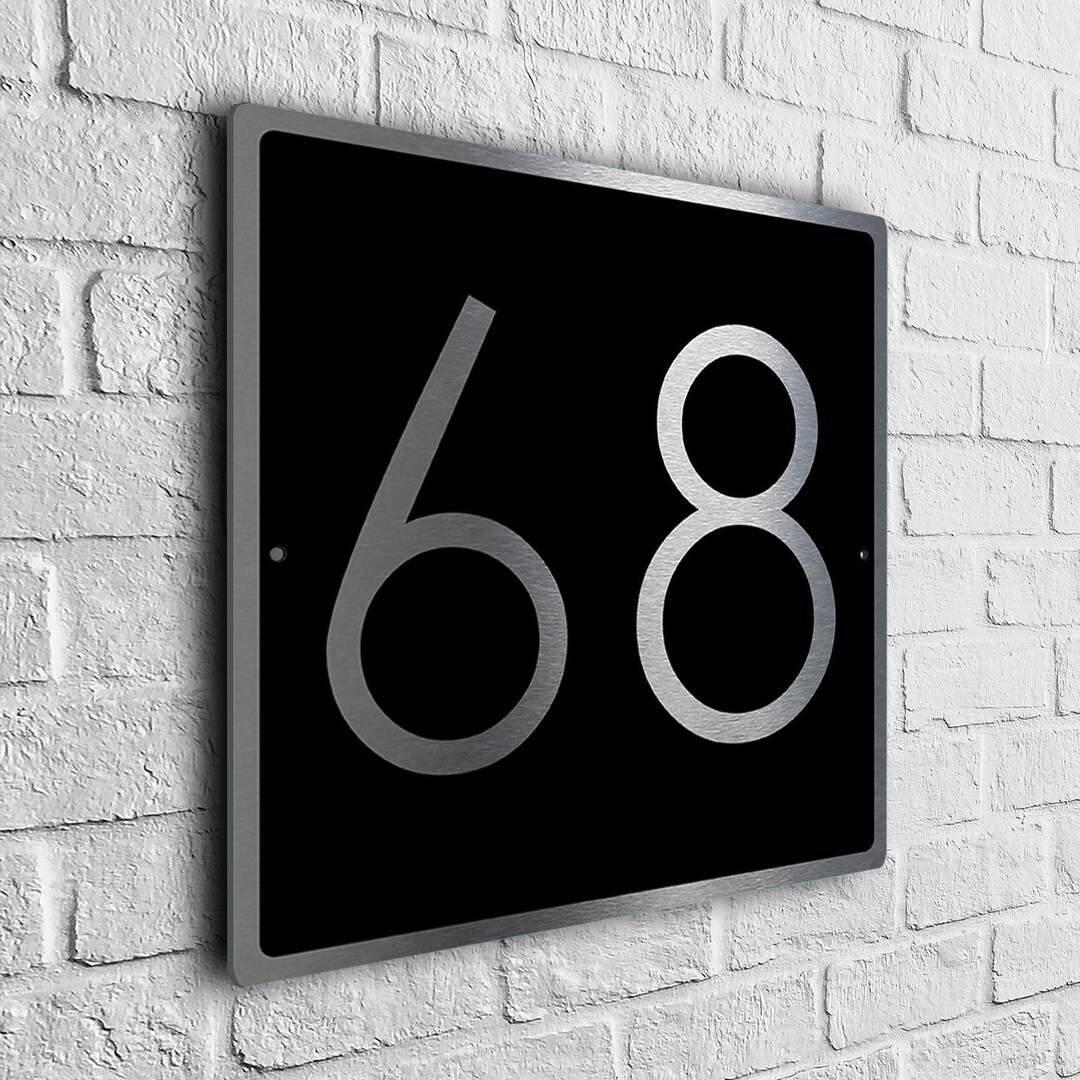 Modern Black Address Sign: Brushed Steel Aluminum Composite - Etsy