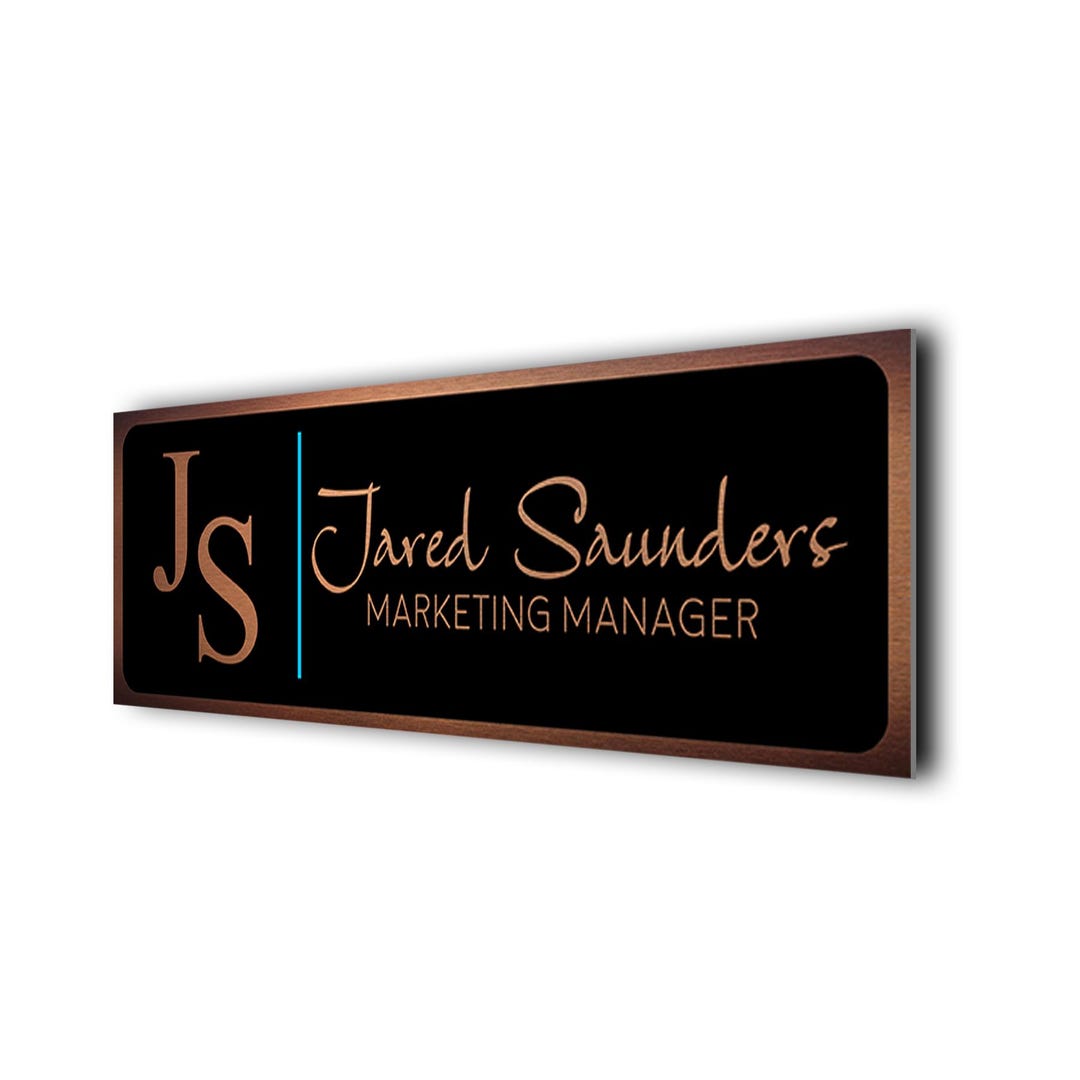 Monogram Door Name Sign | Custom Door Name Plate | Brushed Copper ...