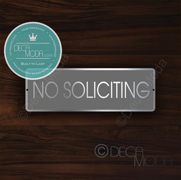 NO SOLICITING Front Door Sign Brushed Aluminum Finish | Etsy