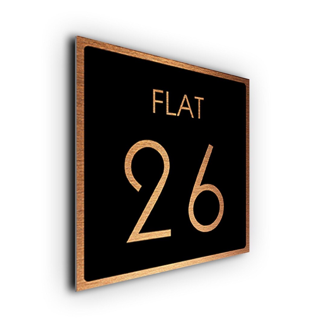 Modern Flat Number Sign: Brushed Aluminum, Weatherproof, Peel & Stick ...