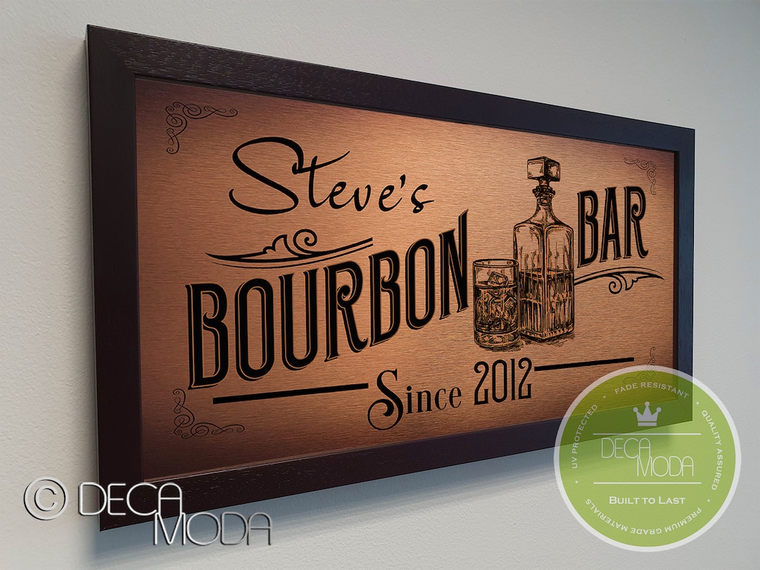 PERSONALIZED BOURBON Bar Sign, Bar Sign, Custom Signs, Brushed Metal ...