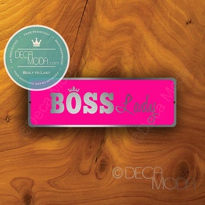 Pink Boss Lady Sign: Brushed Silver Metal, Home Office Decor - Etsy