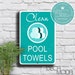 Clean Pool Towels Sign, Swimming Pool Signs, Pool Signs, Pool Towels ...