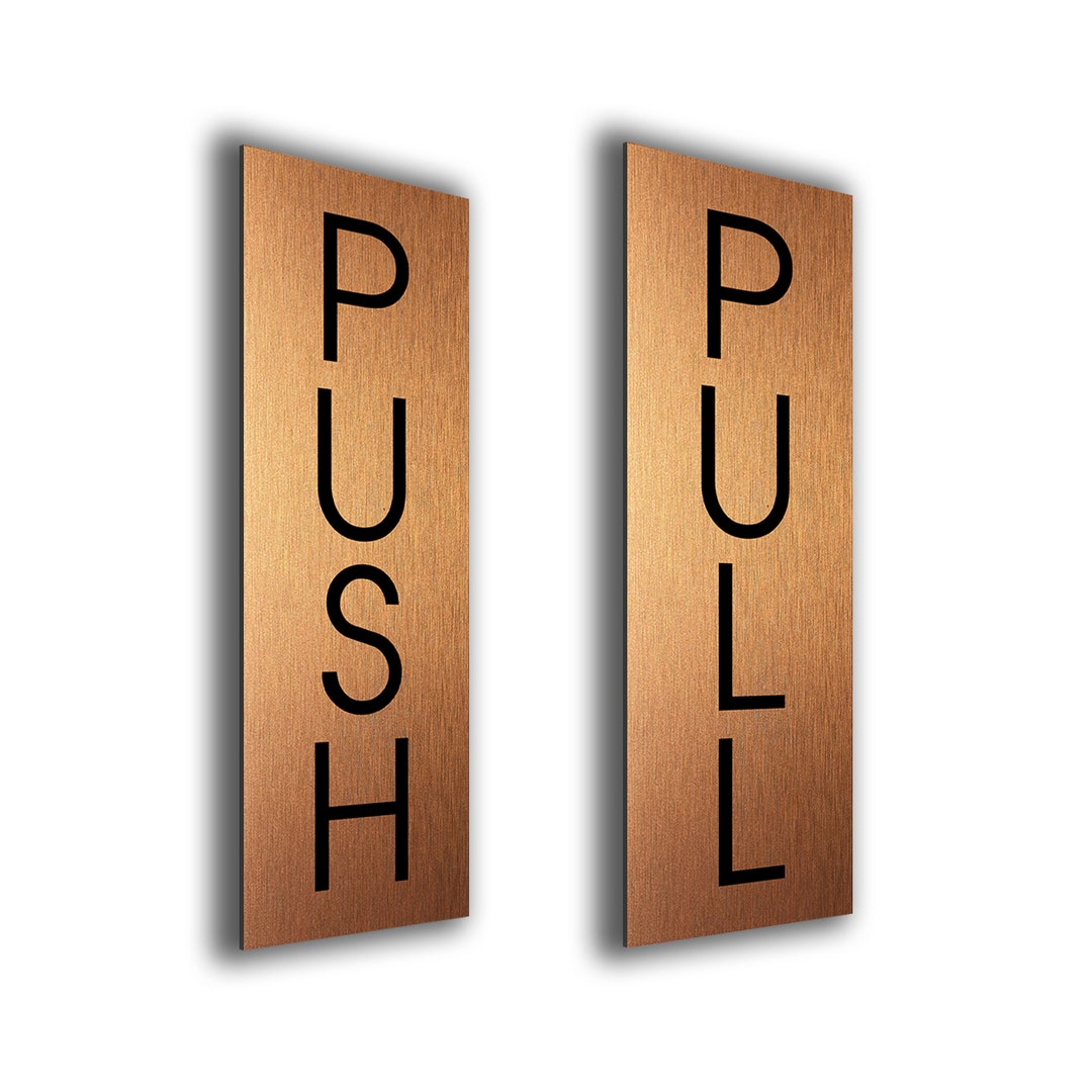 Push Pull Signs, Set of 2, Door Push Pull Signs, Mild Copper Finish ...