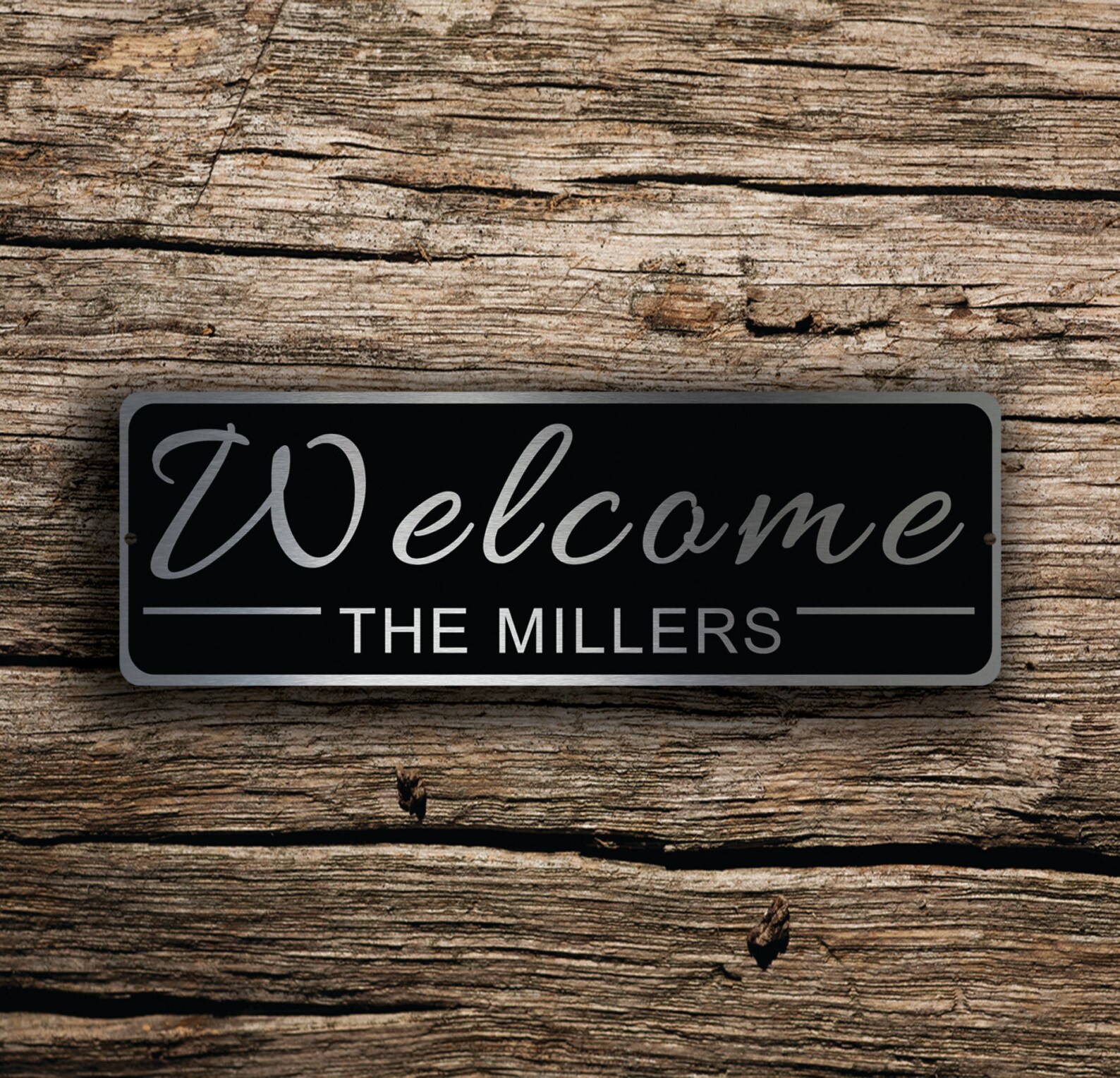 Custom Family Name Welcome Sign: Brushed Silver Metal, Weatherproof - Etsy