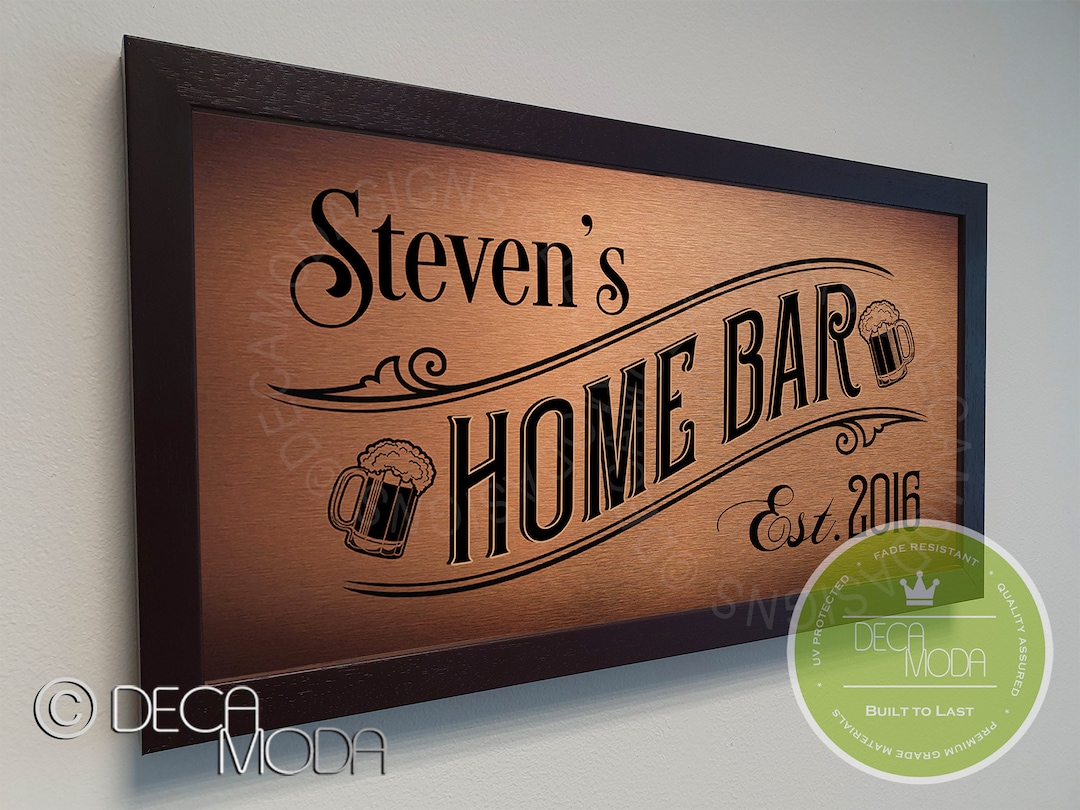 CUSTOM HOME BAR Sign, Home Bar Sign, Custom Signs, Brushed Metal Finish ...