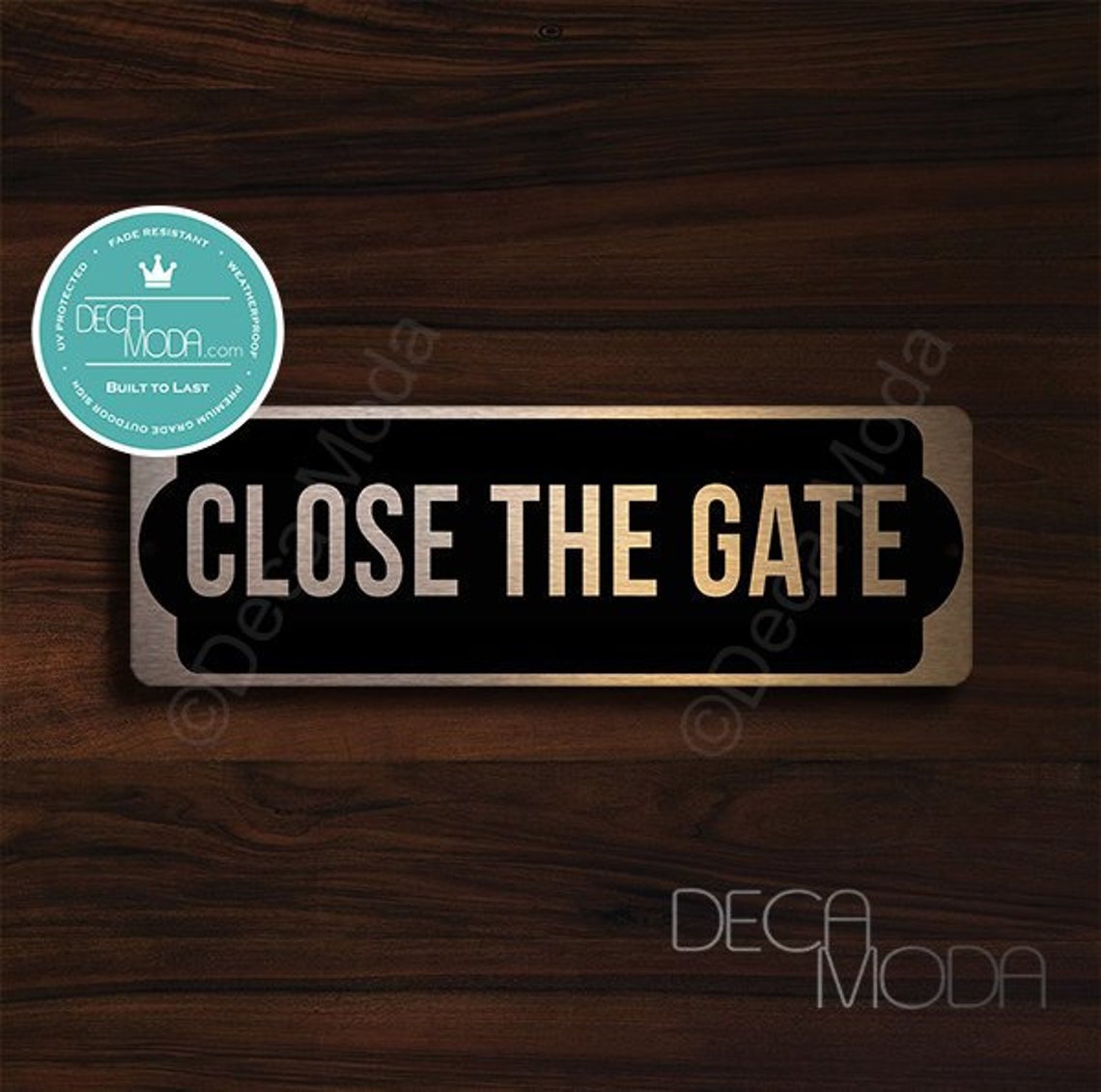 CLOSE THE GATE Sign Brushed Copper Gate Sign Copper Black | Etsy