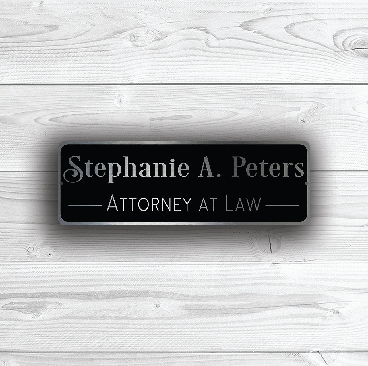 Custom Door Name Plate: Brushed Silver Metal Sign - Etsy