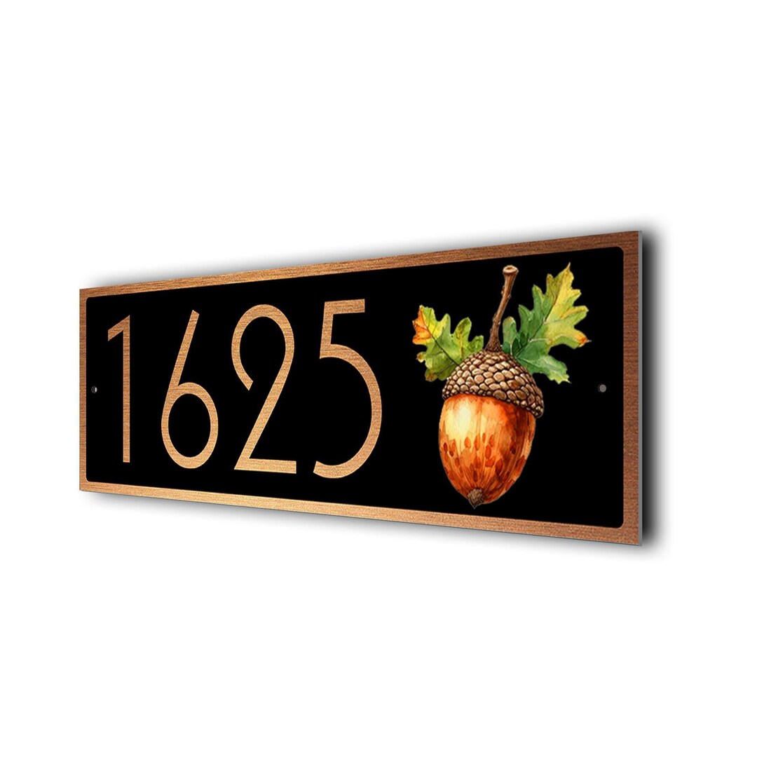 Acorn Address Sign: Custom House Number, Brushed Metal Finish - Etsy