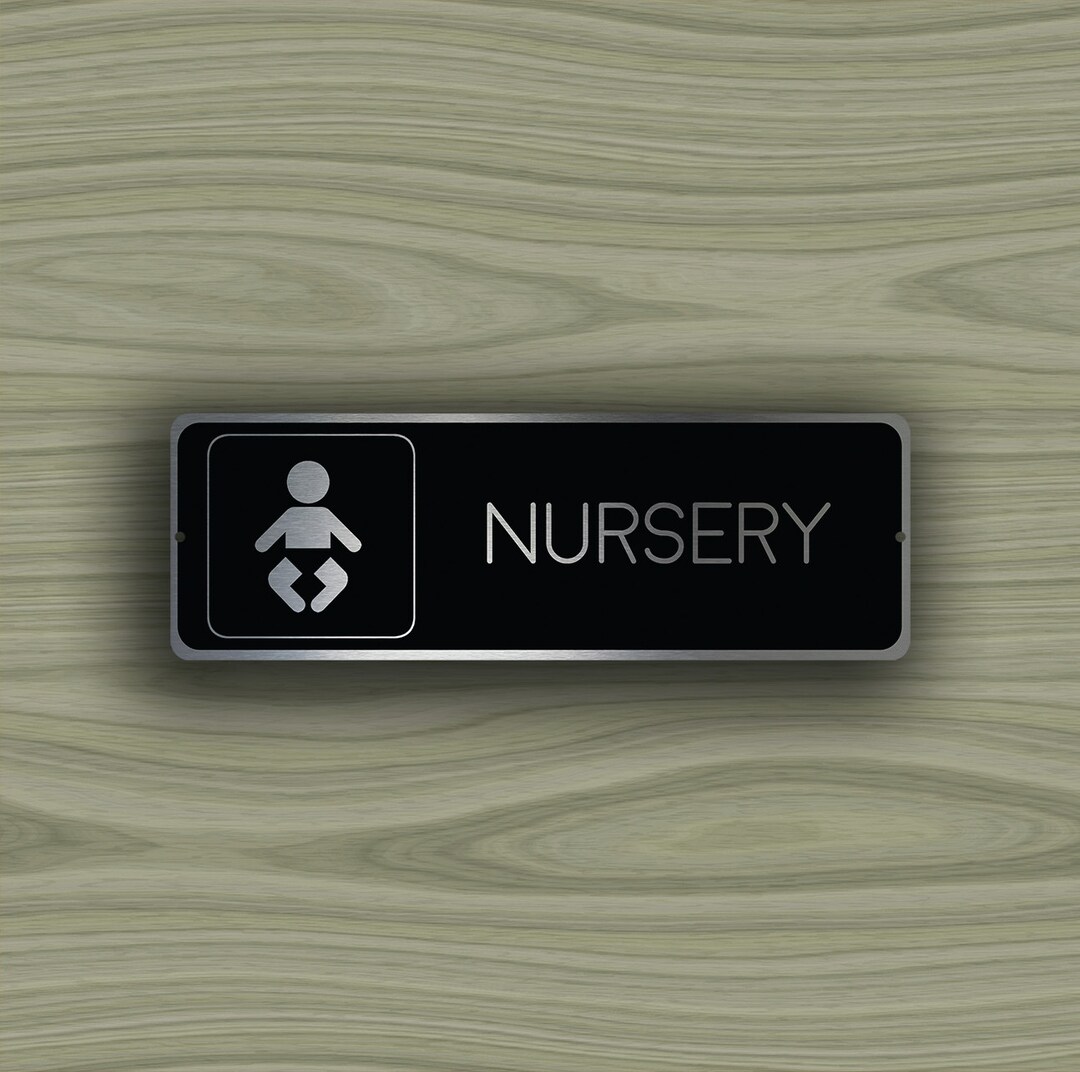 Brushed Silver Nursery Restroom Sign: Aluminum Composite, Indoor ...