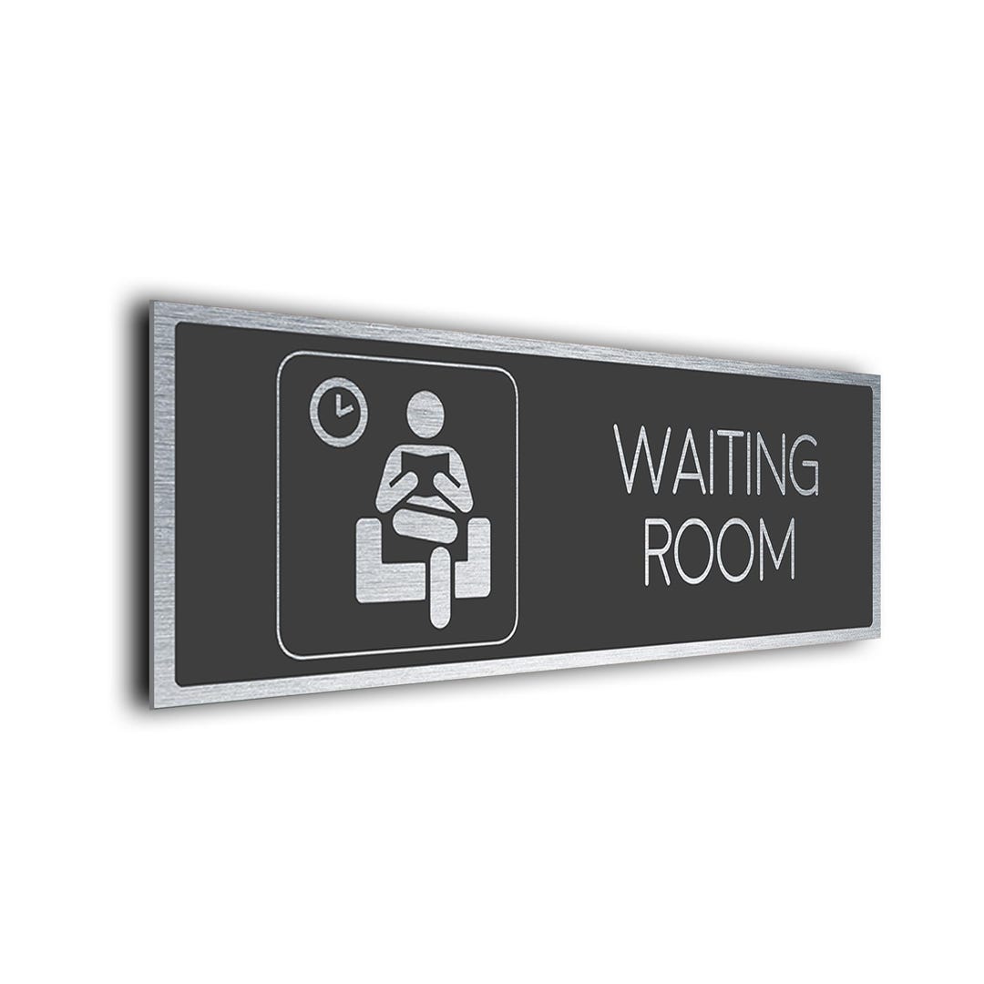 Modern Waiting Room Sign | Waiting Room Plate | Brushed Metal | Modern ...