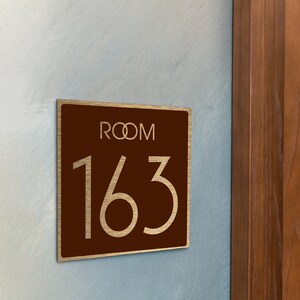 Modern Brushed Gold and Matt Brown Room Door Number Sign AD109-BGBR - Etsy
