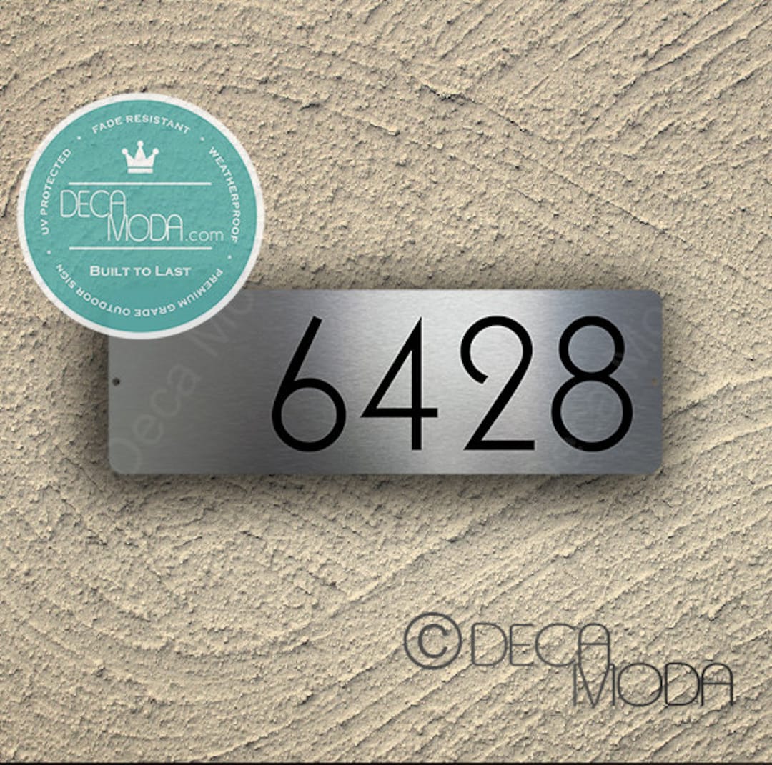 SILVER ADDRESS SIGN, Outdoor Signs, Brushed Silver Finish, Modern ...