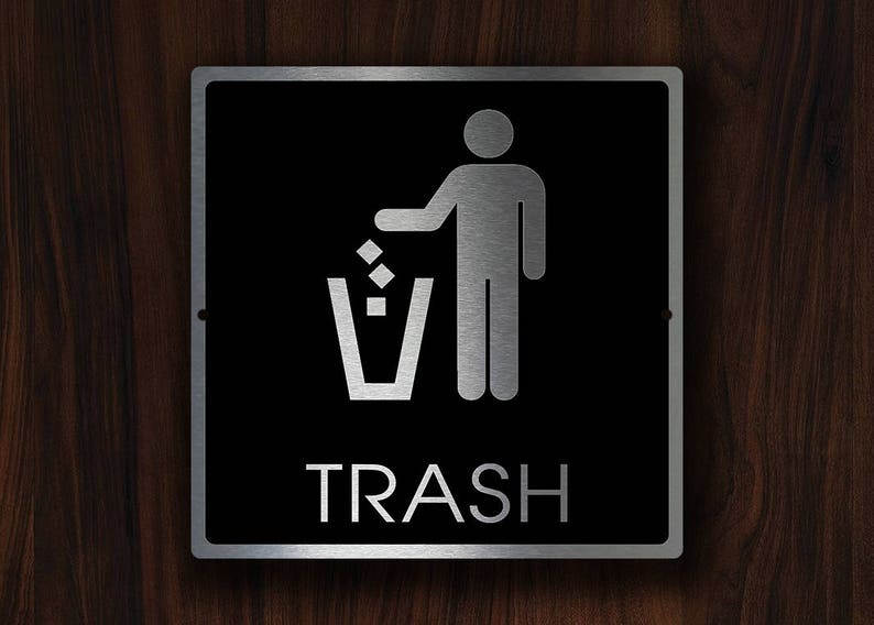 TRASH SIGN Modern Bin Sign Custom Bin Signs Black and - Etsy