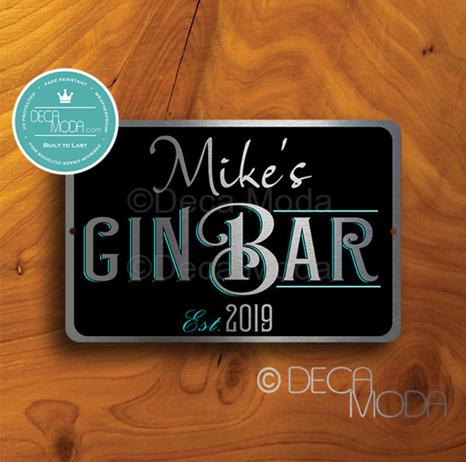 Custom Gin Bar Sign Personalized Signs Gin Signs Brushed | Etsy