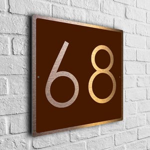 Bronze Patina Effect Address Sign, Square Door Signs, Aluminum ...