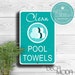 Clean Pool Towels Sign, Swimming Pool Signs, Pool Signs, Pool Towels ...
