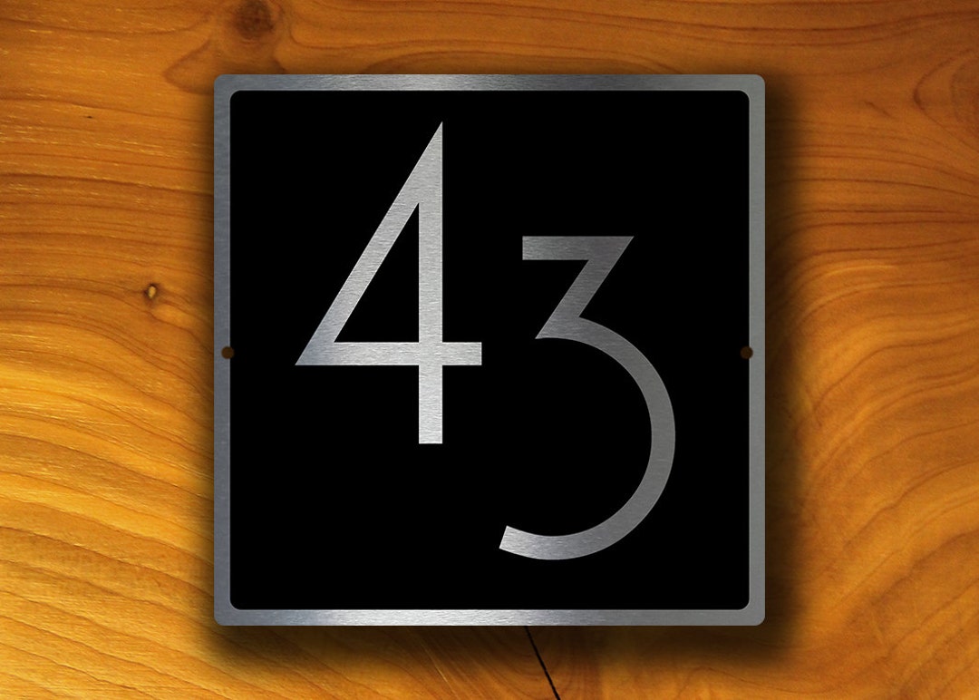 Modern House Numbers Sign: Brushed Silver, Outdoor Plaque - Etsy