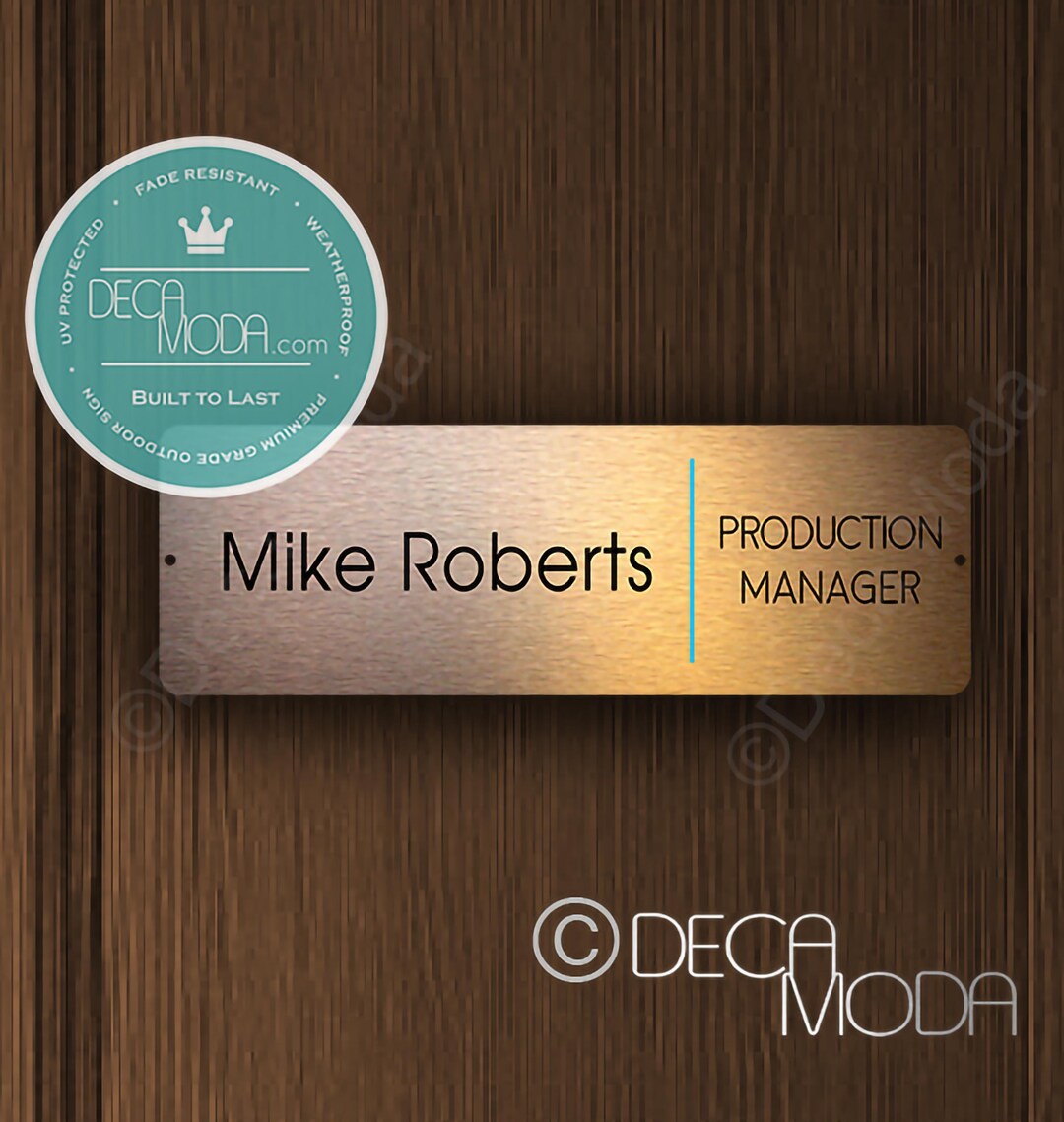 Custom Door Name Sign | Printed on Brushed Copper | Modern Business ...
