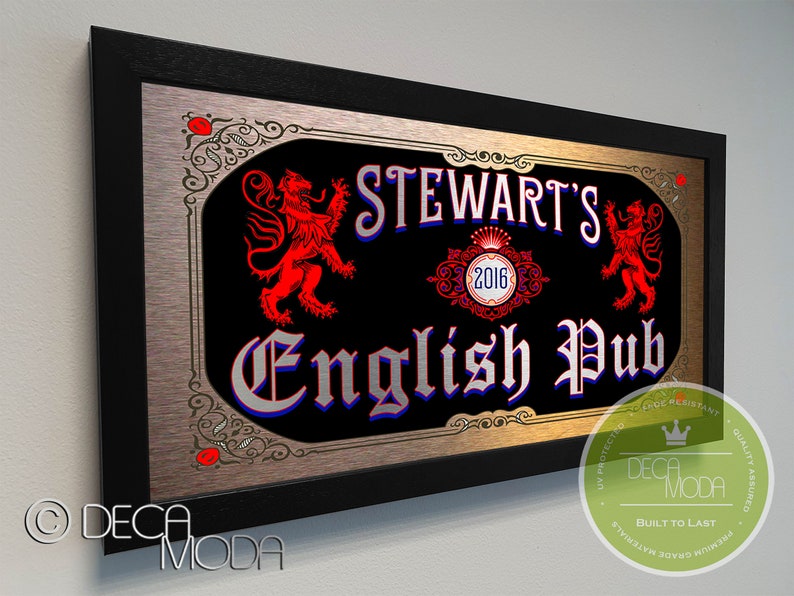 PERSONALIZED ENGLISH PUB Sign, Pub Sign, Custom Signs, Brushed Metal ...