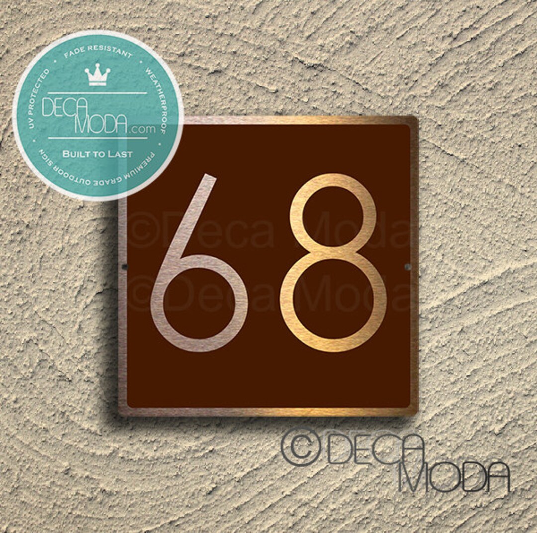 Bronze Patina Effect Address Sign, Square Door Signs, Aluminum ...