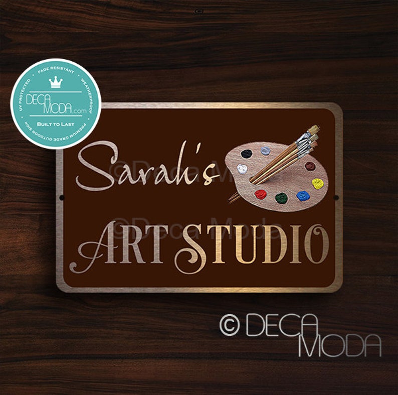 Art Studio Sign Personalized Signs Brushed Bronze and Copper - Etsy UK