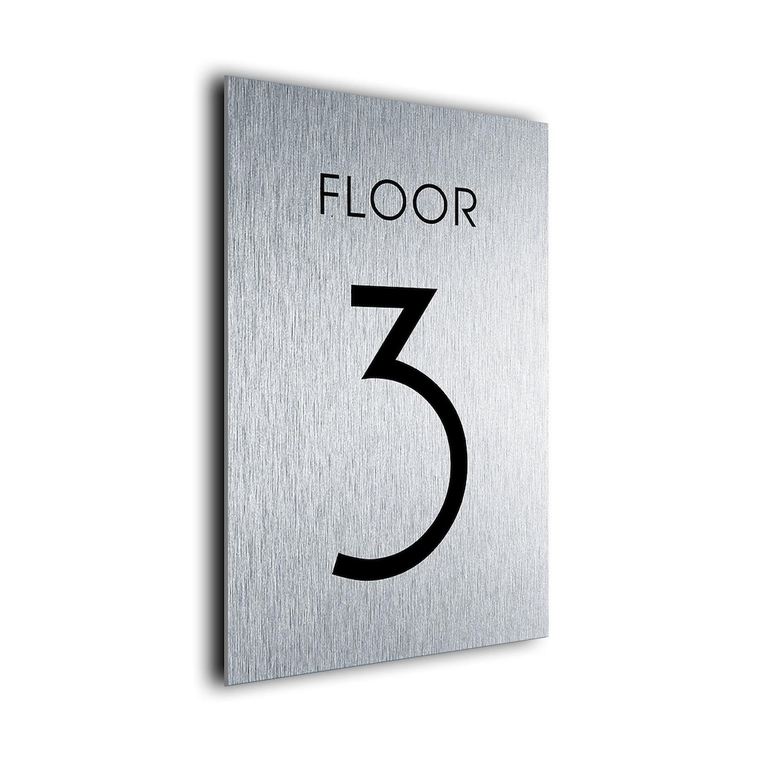 Custom Brushed Silver Floor Level Sign: Modern Wayfinding - Etsy
