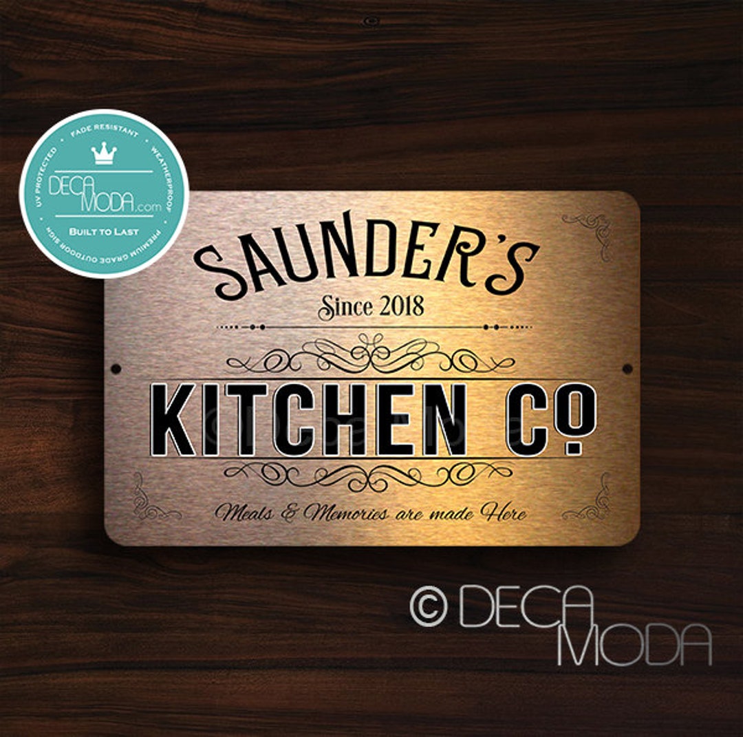 Custom Kitchen Sign, Personalized Signs, Brushed Composite Copper ...