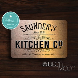 Custom Kitchen Sign, Personalized Signs, Brushed Composite Copper ...
