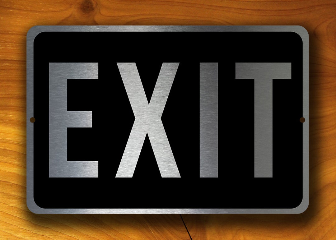 Modern Brushed Silver Metal Exit Sign - Etsy