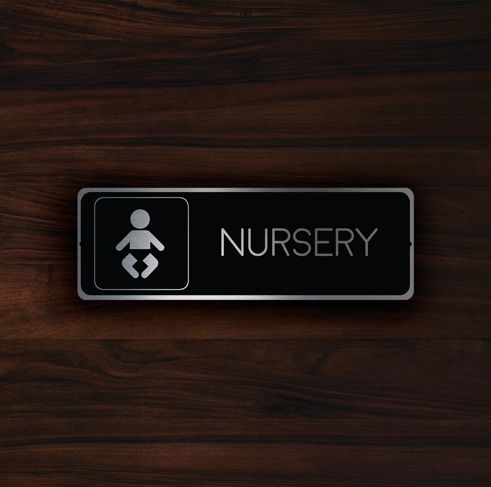 Brushed Silver Nursery Restroom Sign: Aluminum Composite, Indoor ...