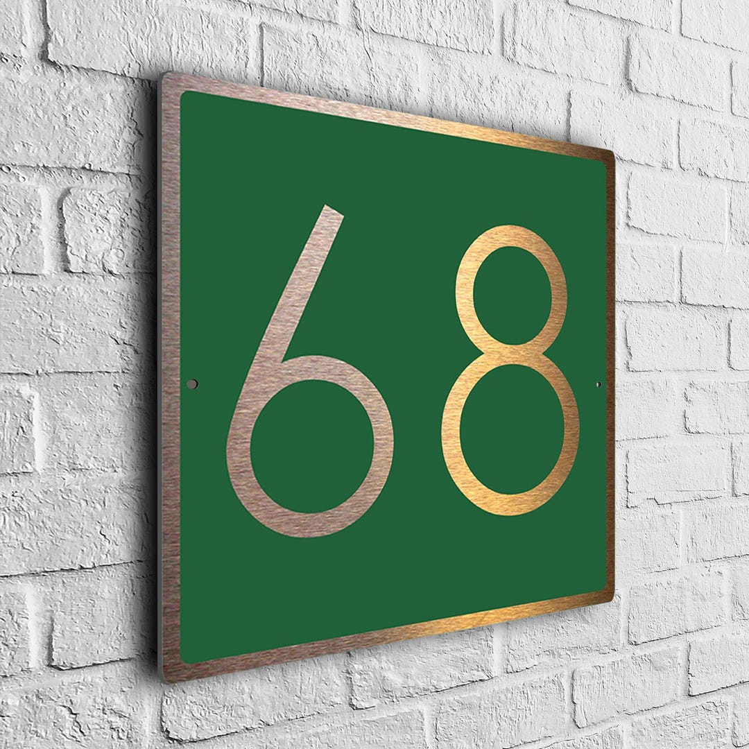 Modern Green Address Sign: Copper Number Accent, Aluminum Composite - Etsy